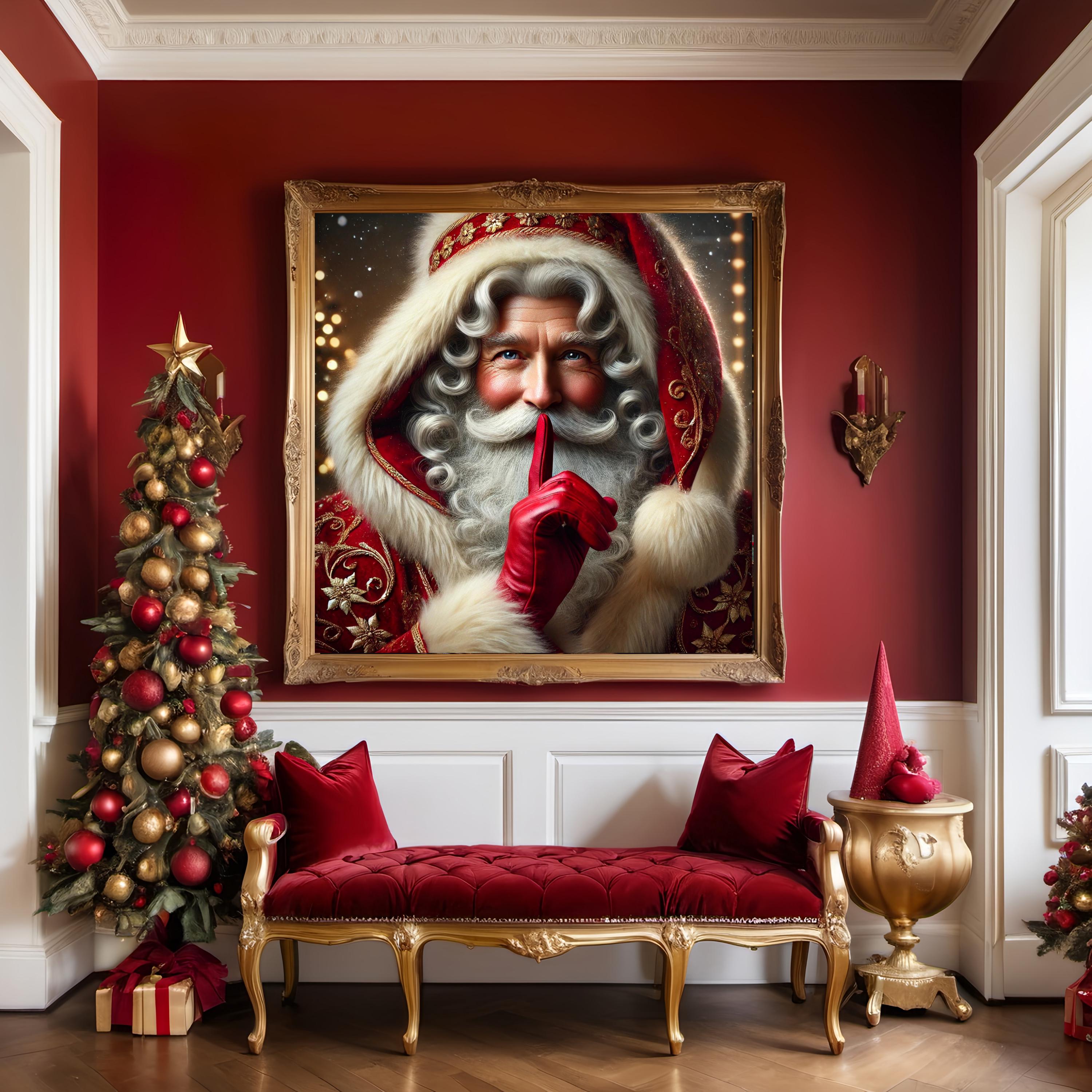 Santa Shhh Wall Art Quiet Santa Print Christmas Digital Download ...