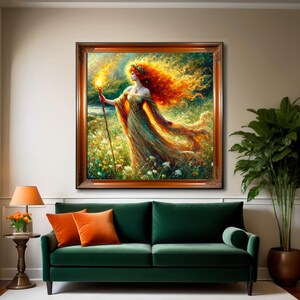 Brigid Art Print: Celtic Fire Goddess, Irish Mythology (digital ...