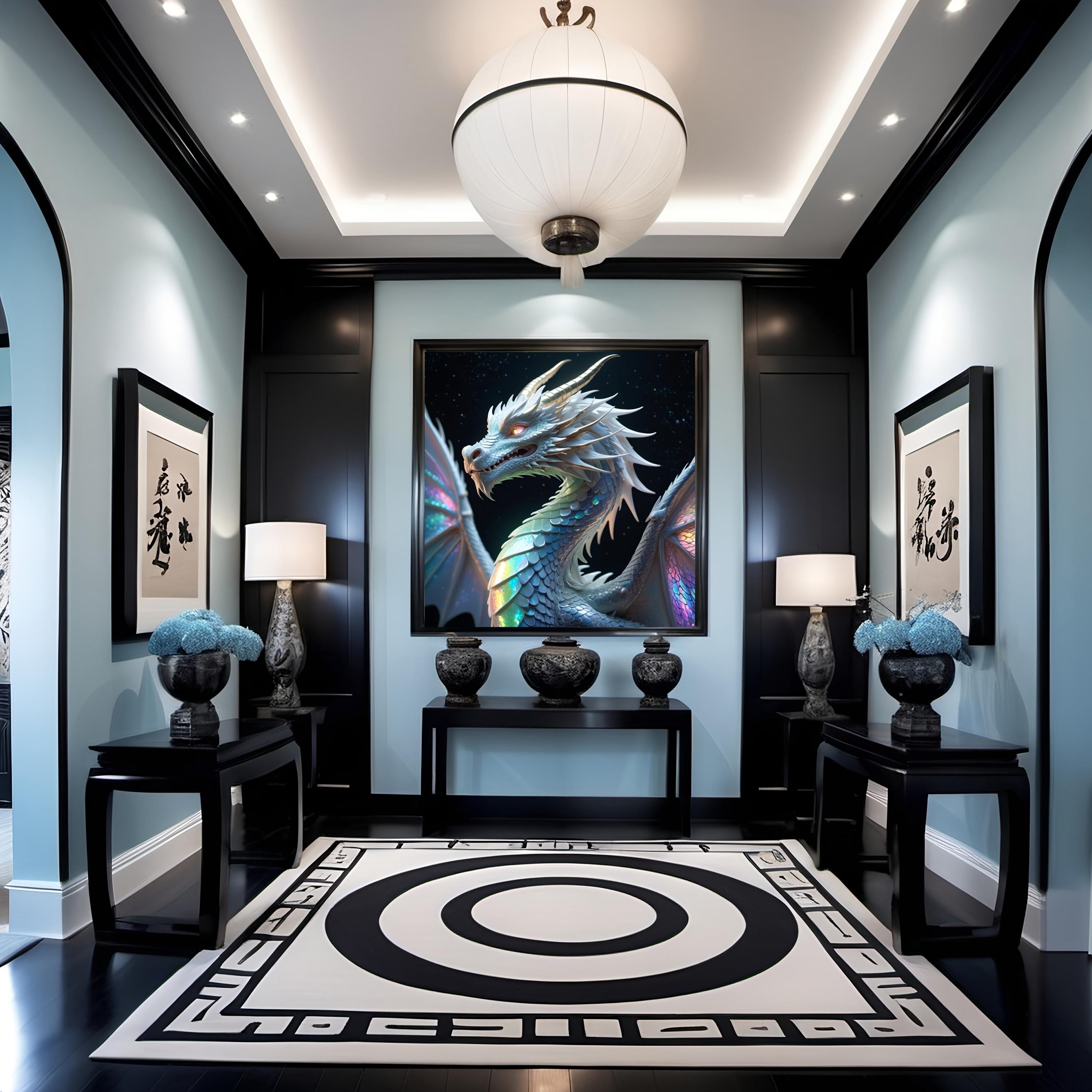 Opalescent Lunar Dragon Art Print: Fantasy Home Decor (digital Download ...