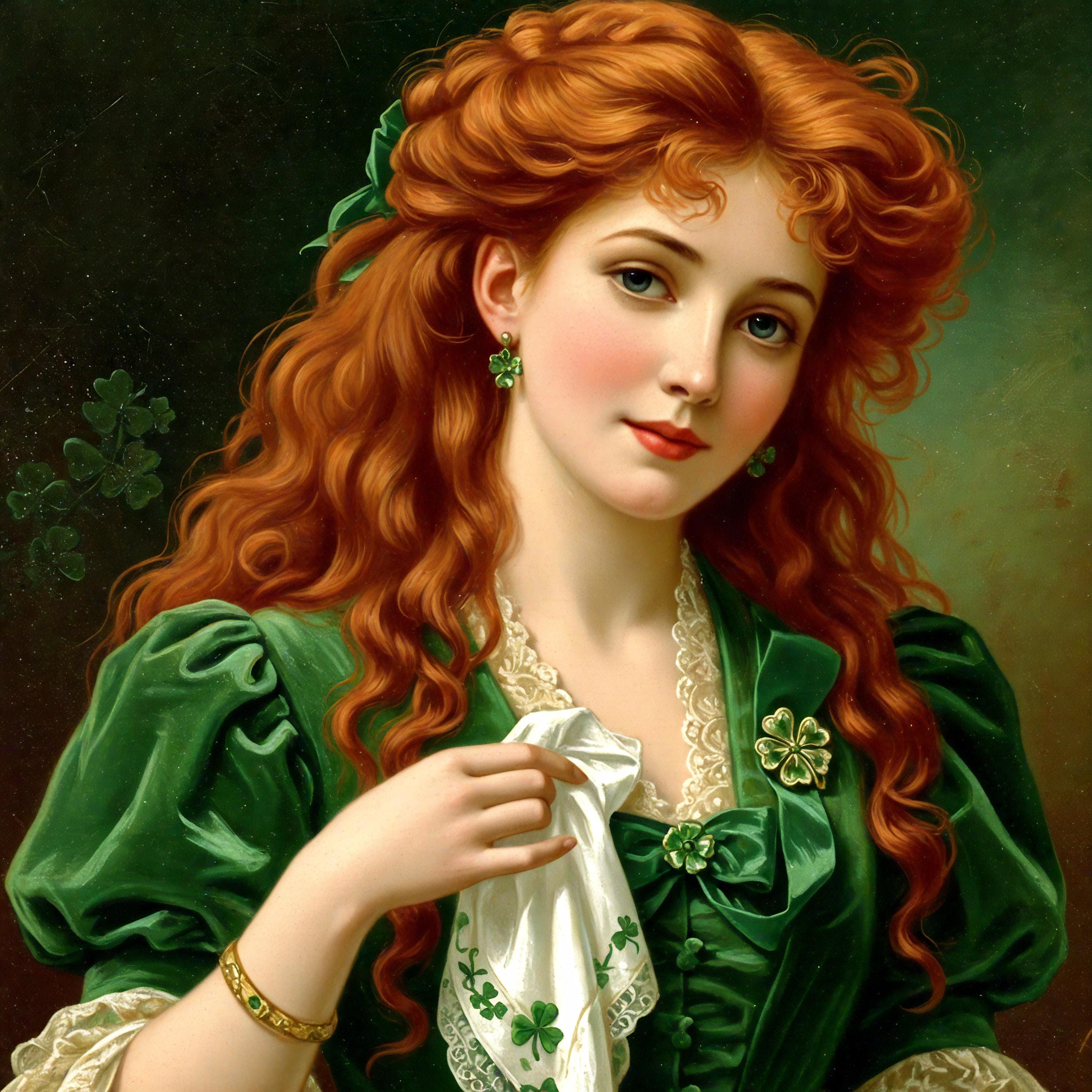Victorian Irish Lass Art Print: St Patrick's Day Redhead (digital ...
