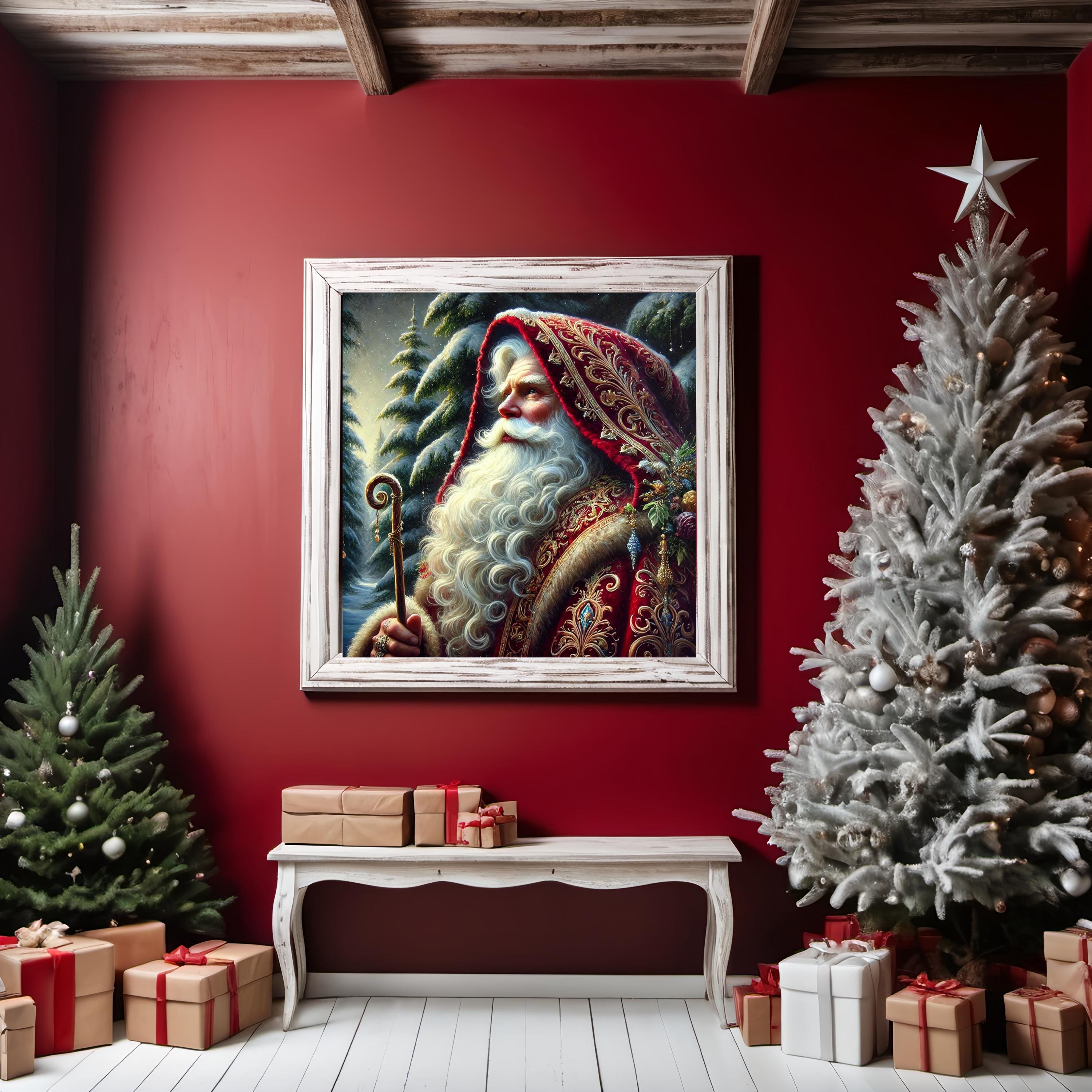 Vintage Victorian Santa Claus Portrait Intricate Holiday Artwork ...