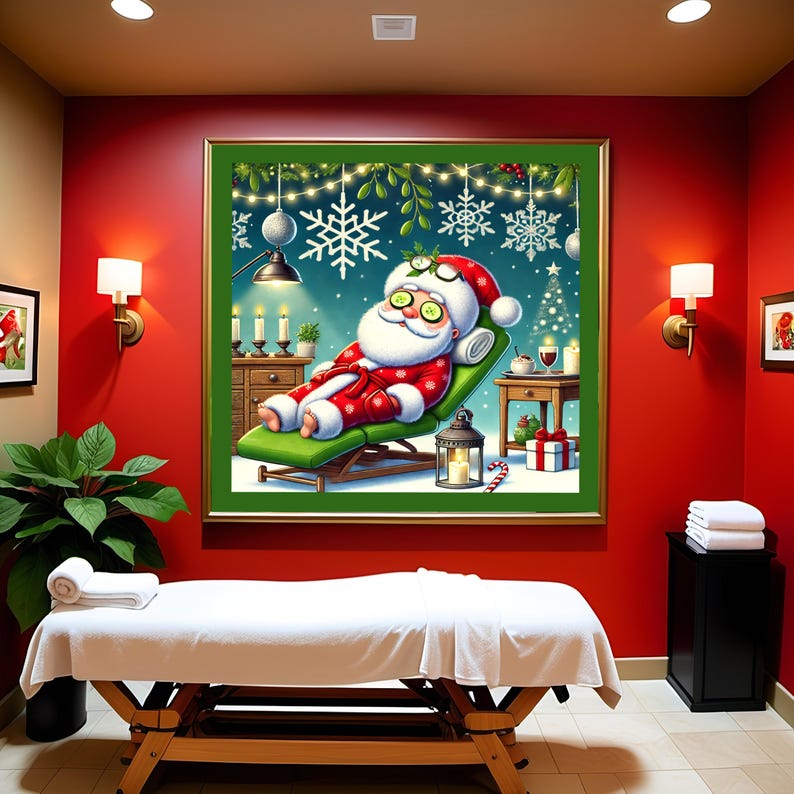 Funny Santa Spa Day Art: Relaxing Christmas Humor (digital Download) - Etsy