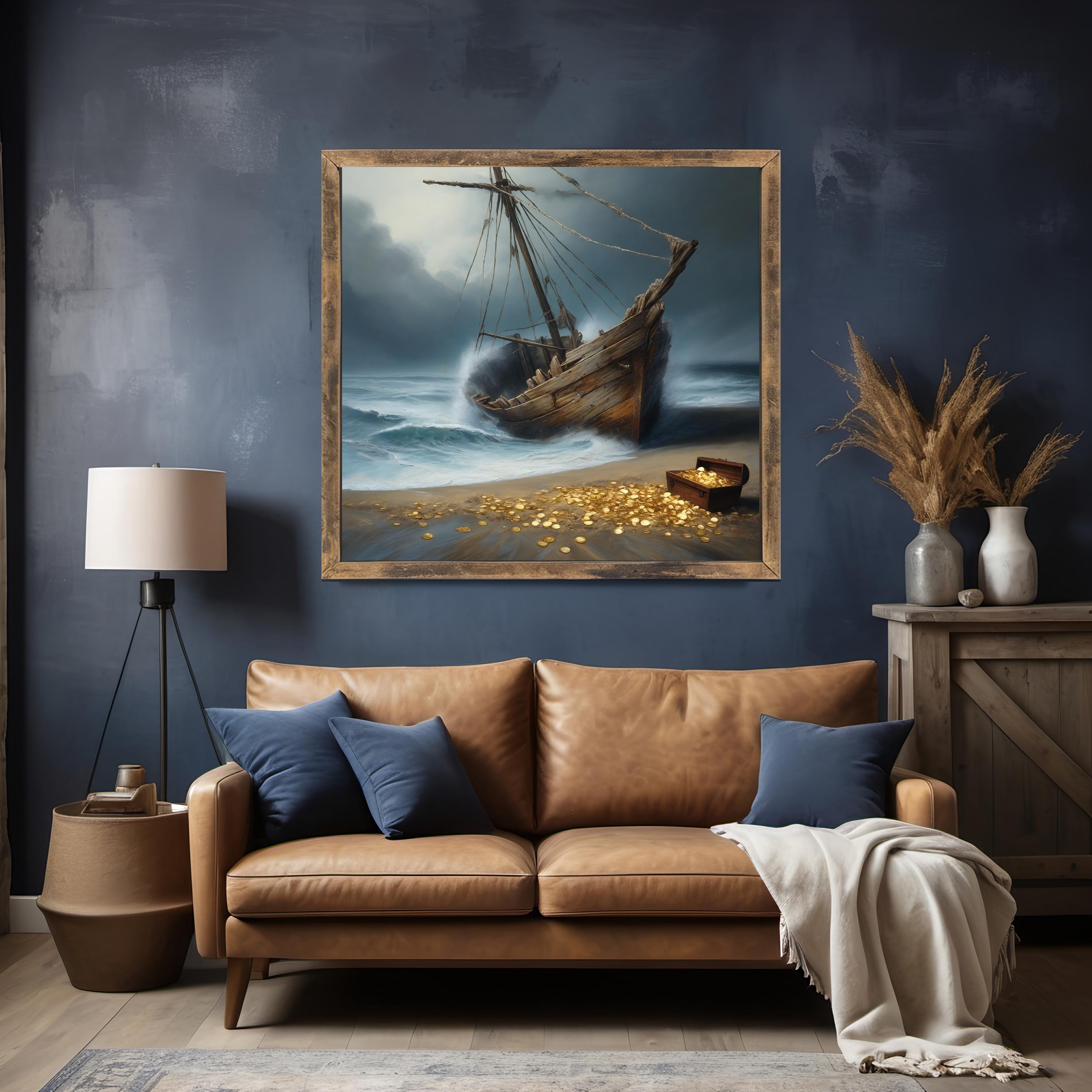 Shipwreck Treasure Chest Print: Nautical Pirate Scene (digital Download ...
