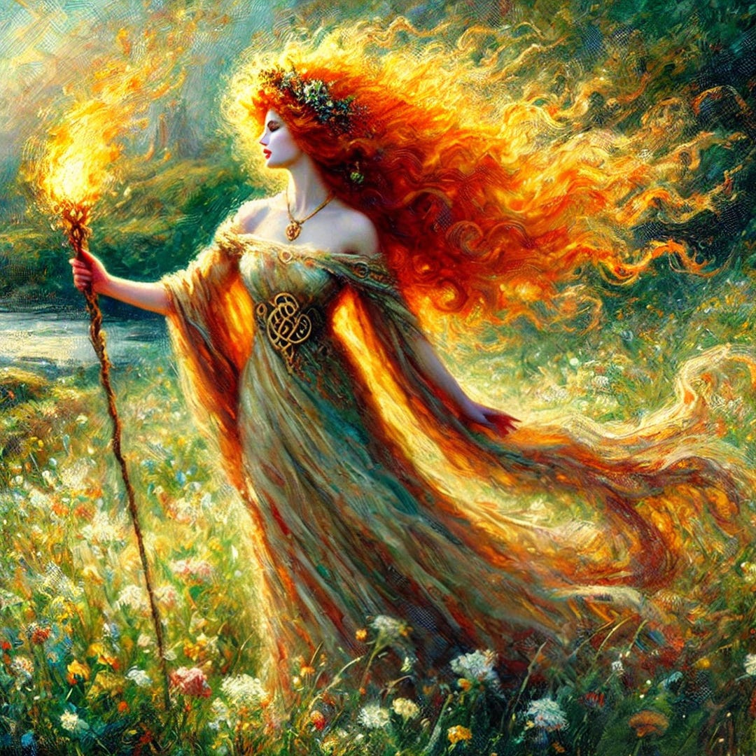 Brigid Art Print: Celtic Fire Goddess, Irish Mythology (digital ...