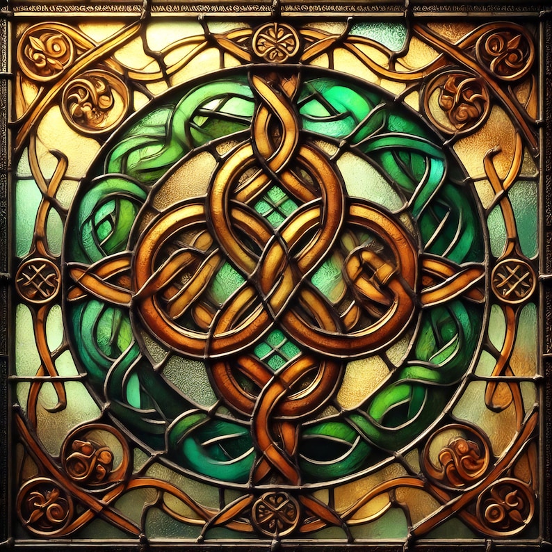 Stained Glass Celtic Knot Wall Art Vintage Celtic Window Design Digital ...