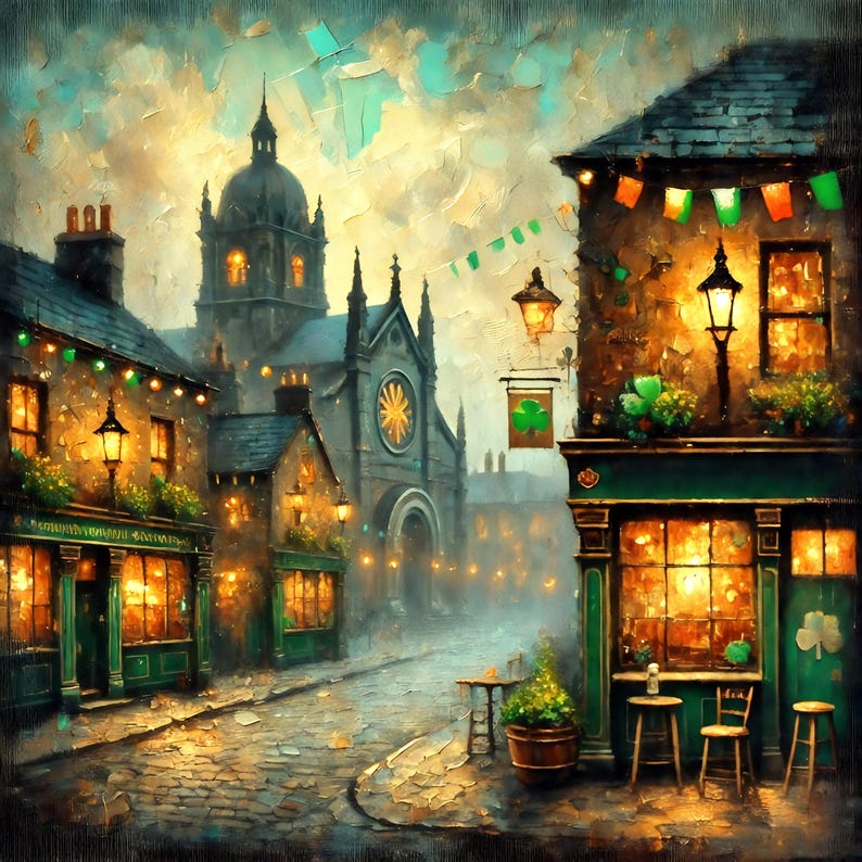 St. Patrick’s Day Vintage Wall Décor Irish Street Scene Wall Art ...