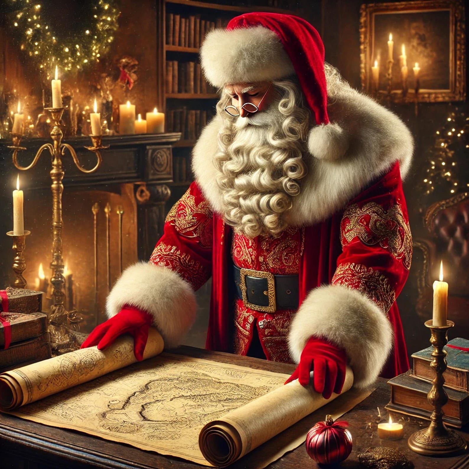 Santa Planning Map Art: Vintage Christmas Study Decor (digital Download ...