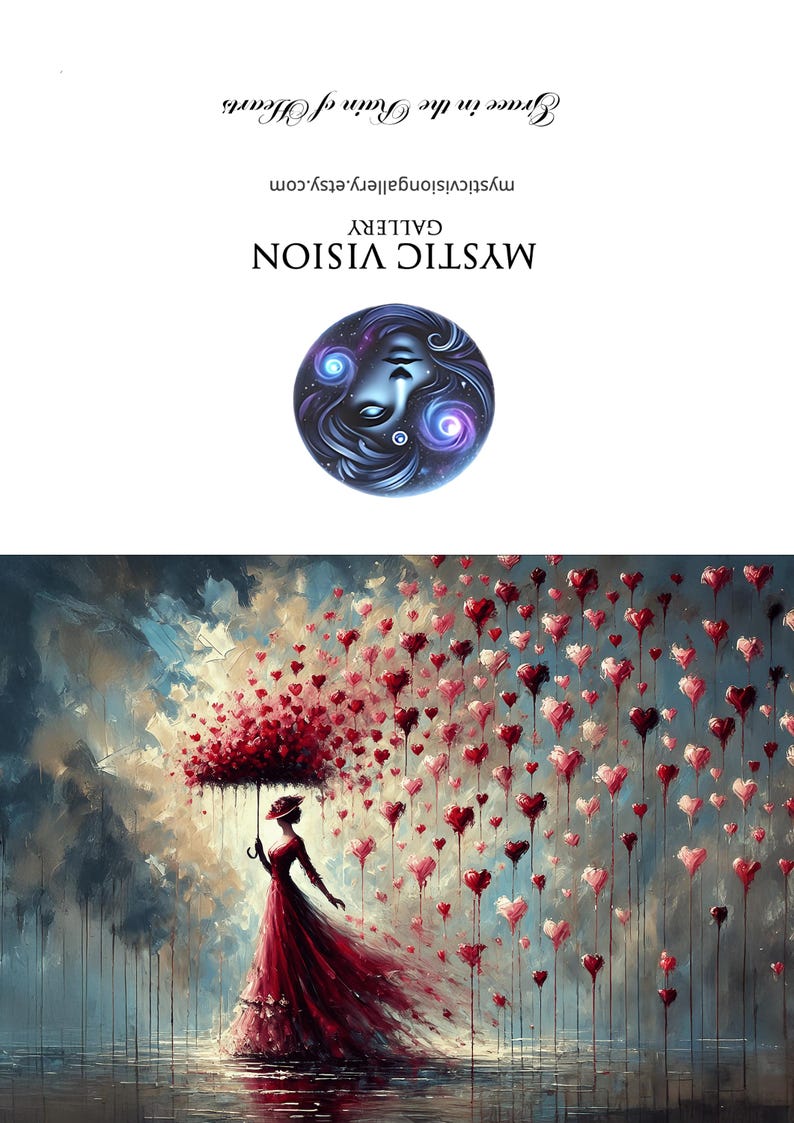 Printable Grace in the Rain of Hearts Valentine’s Day Card Romantic ...