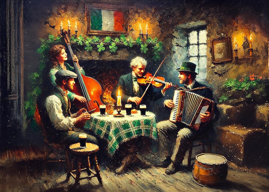 Printable Irish Pub Folk Music St Patricks Day Card Traditional Irish ...