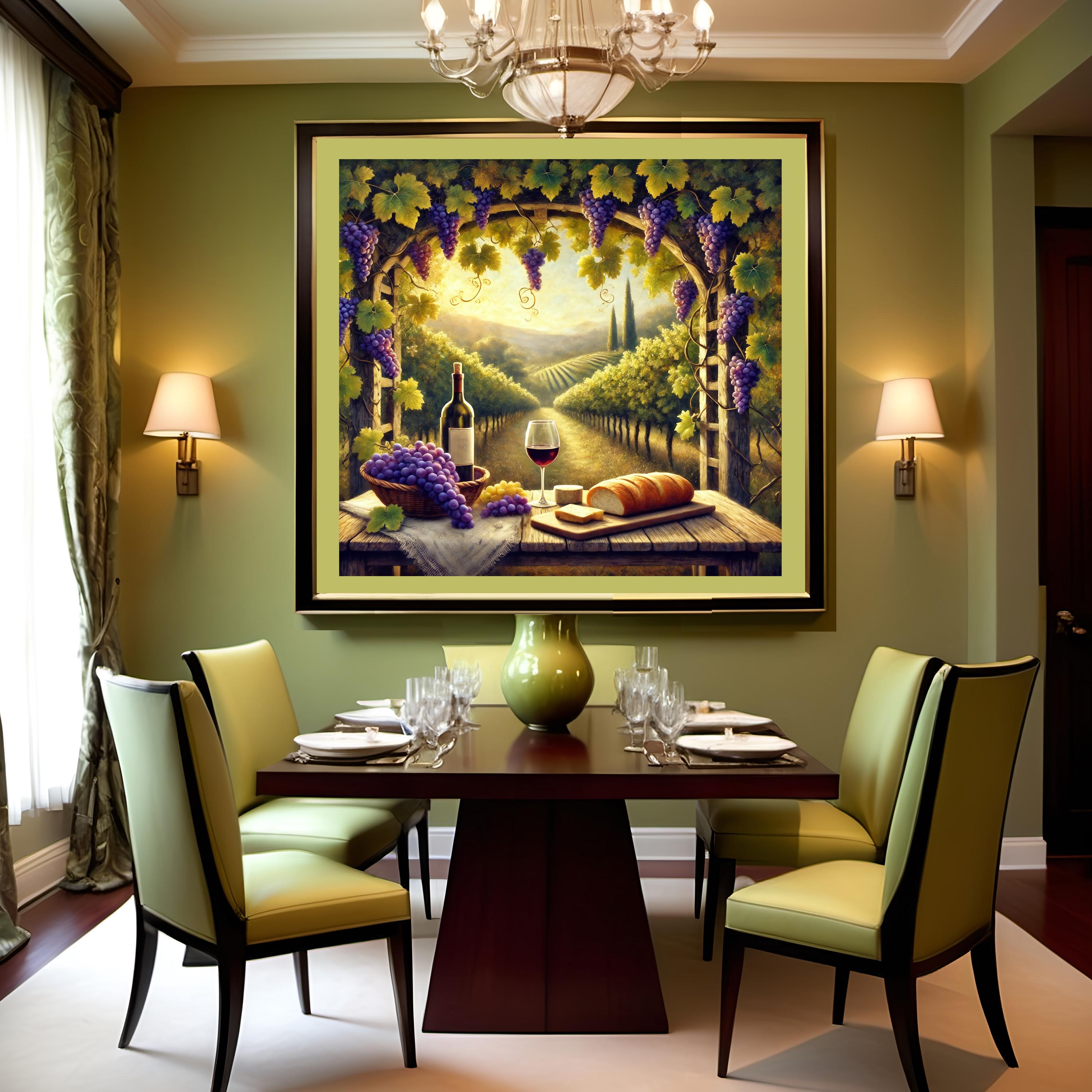 Tuscan Vineyard Still Life Art: Rustic Wine & Grapes Print (digital ...