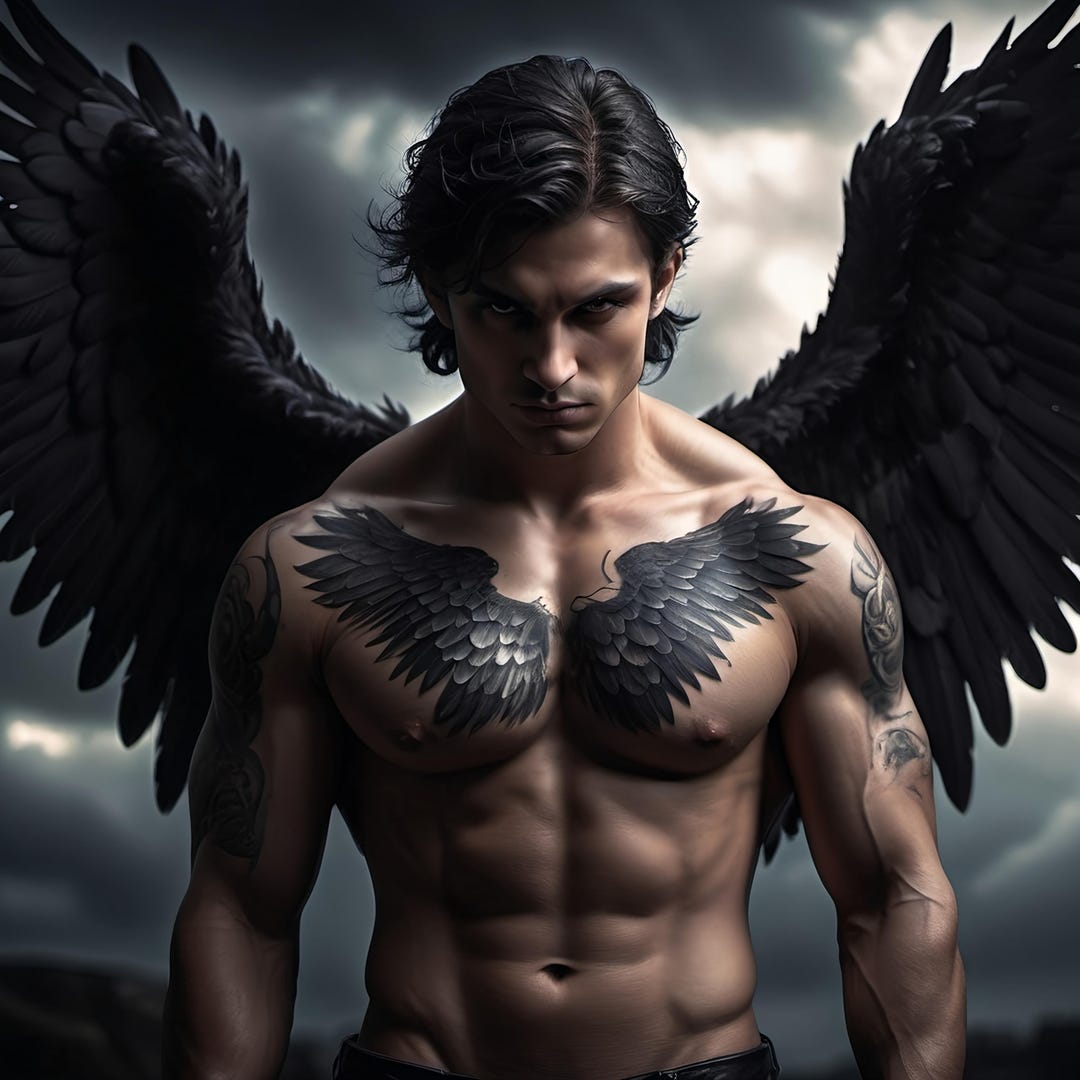 Dark Angel Wing Tattoo Print: Celestial Gothic Art (digital Download ...