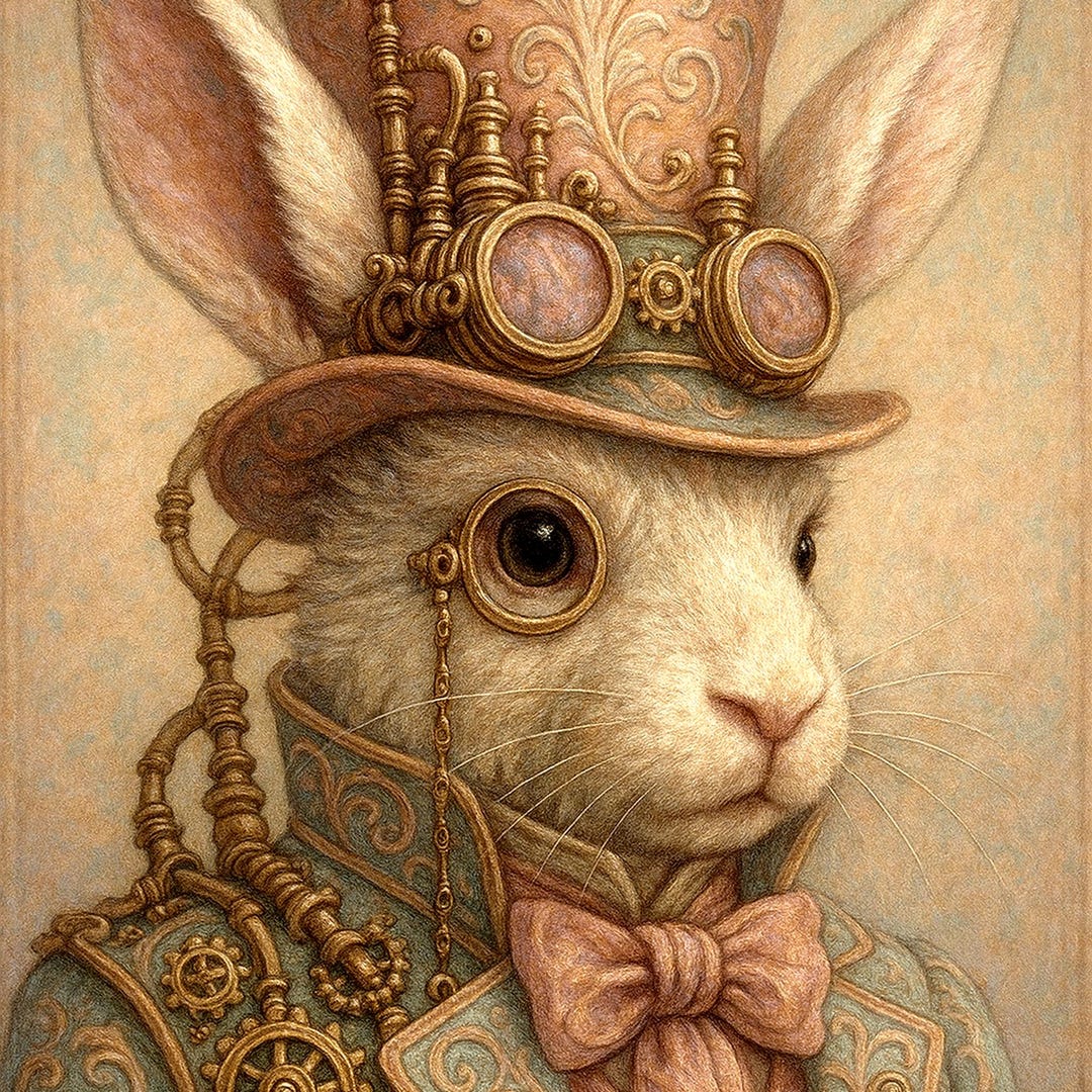 Steampunk Rabbit Portrait: Victorian Gentleman Bunny Print (digital ...