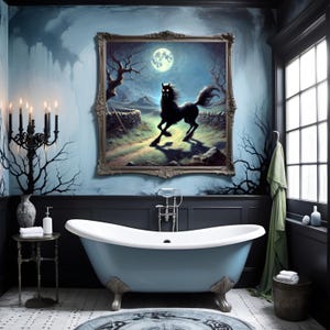 Mythical Púca Wall Art Celtic Folklore Digital Print Haunted Black ...