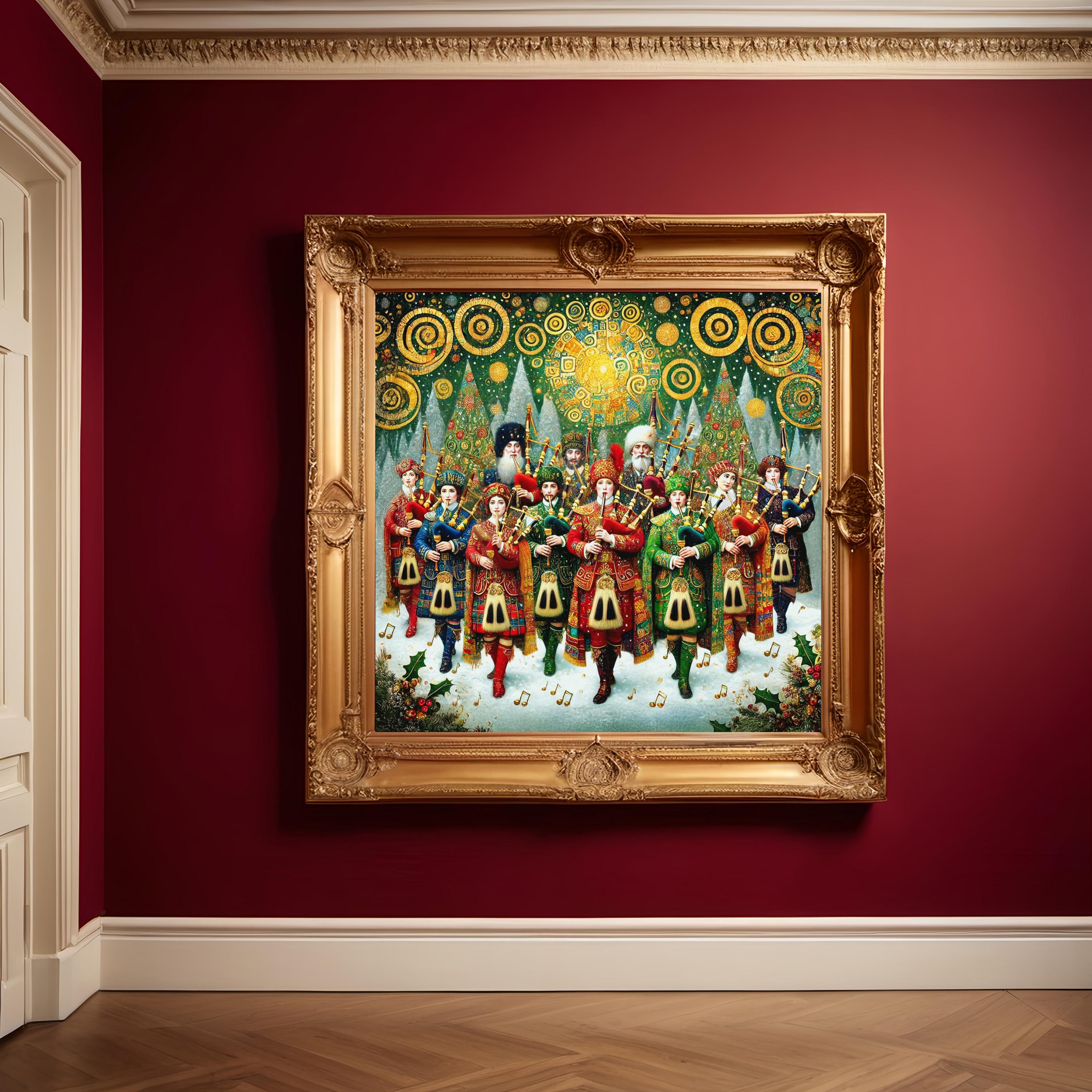 Eleven Pipers Piping Art Print: Klimt Inspired Christmas Decor (digital ...