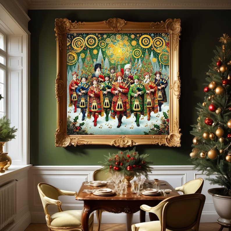 Eleven Pipers Piping Art Print: Klimt Inspired Christmas Decor (digital ...