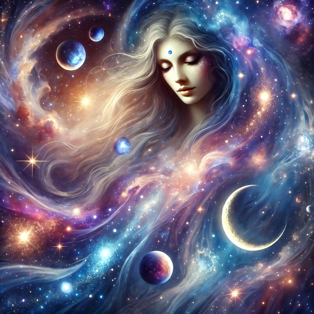Cosmic Goddess Digital Print: Celestial Galaxy Woman Portrait (instant ...
