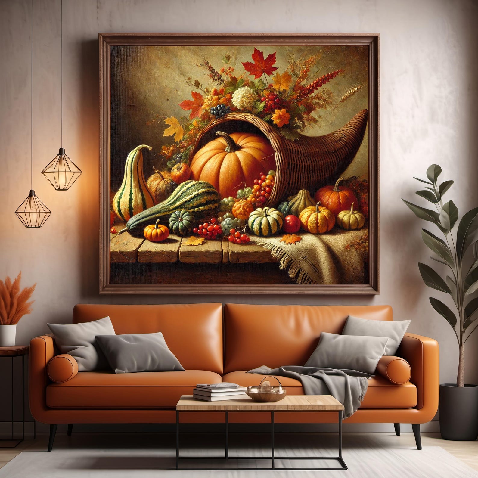 Autumn Cornucopia Still Life Print, Harvest Oil Painting Art, Cozy Fall ...