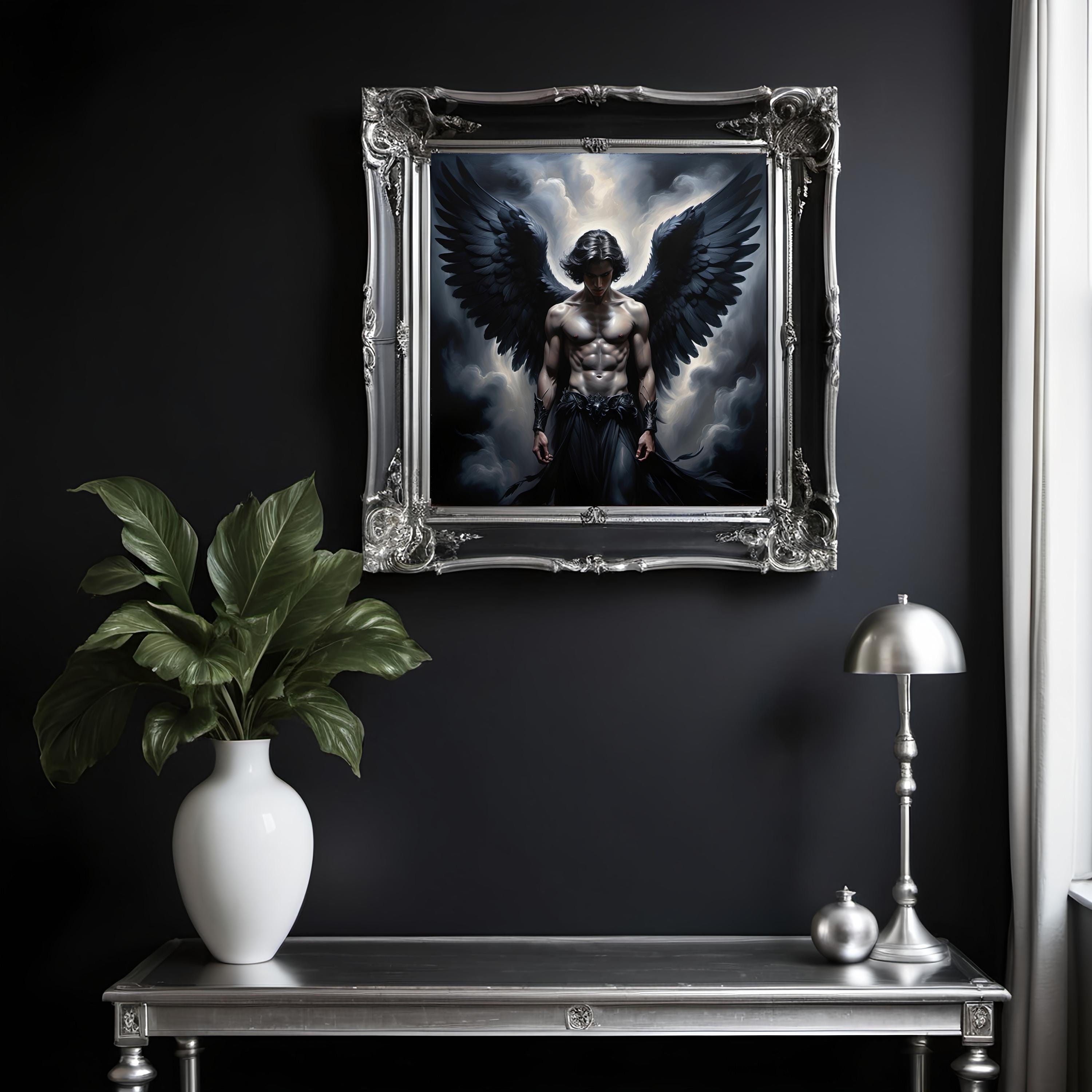 Dark Angel Warrior Art Print Gothic Angelic Wall Art Mythical Fantasy ...