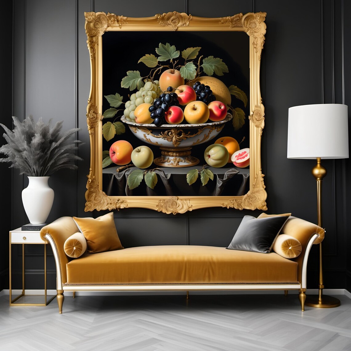 Rococo Fruit Bowl Still Life Art Print: Vintage Flemish Baroque ...