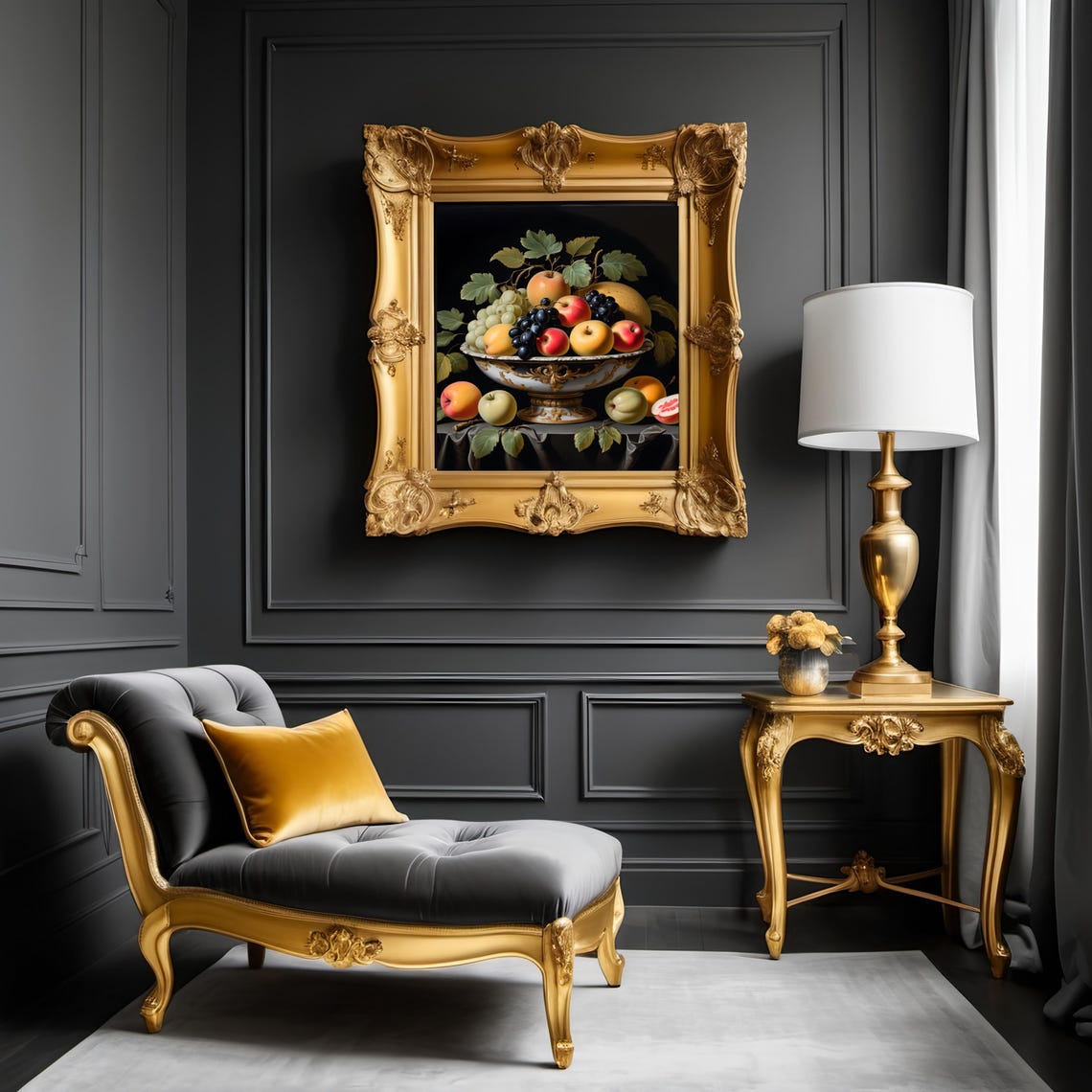 Rococo Fruit Bowl Still Life Art Print: Vintage Flemish Baroque ...