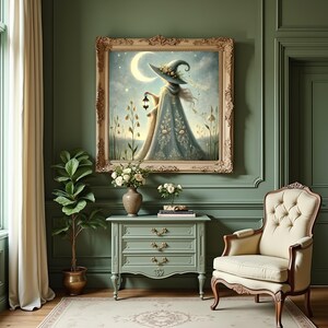 Crescent Moon Witch Art Print: Gothic Fantasy Wall Decor (digital ...
