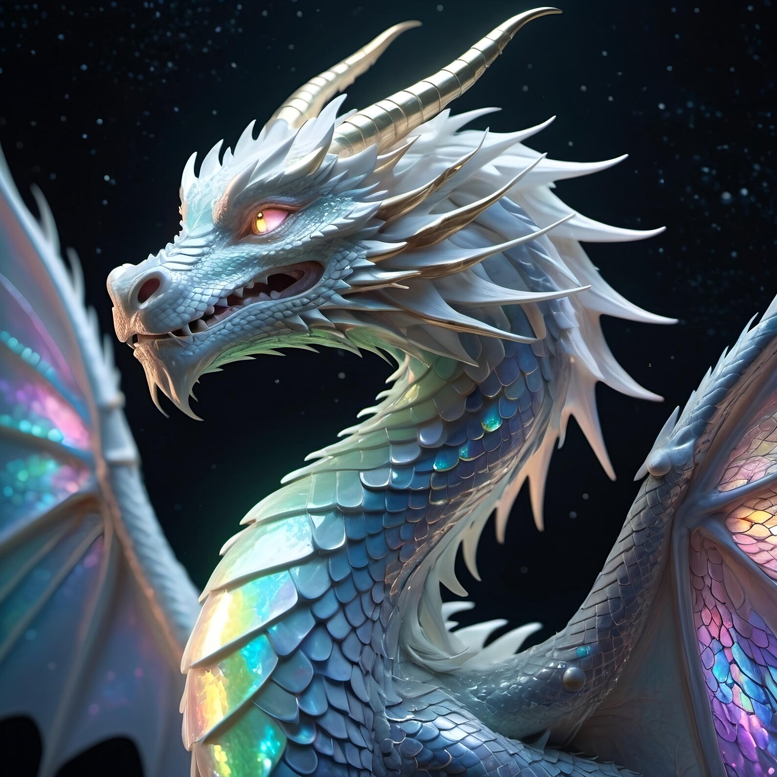 Opalescent Lunar Dragon Art Print: Fantasy Home Decor (digital Download ...