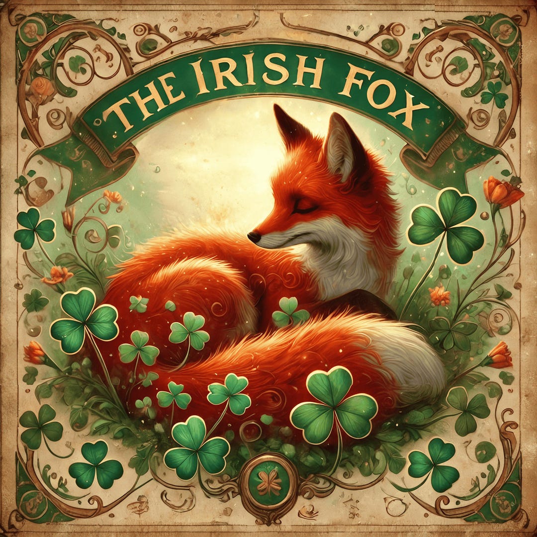 The Irish Fox Vintage Sign Wall Art Celtic Digital Print St Patricks ...