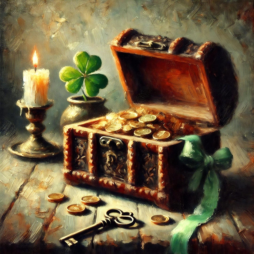 St. Patrick's Day Treasure Chest Print: Vintage Irish Still Life ...