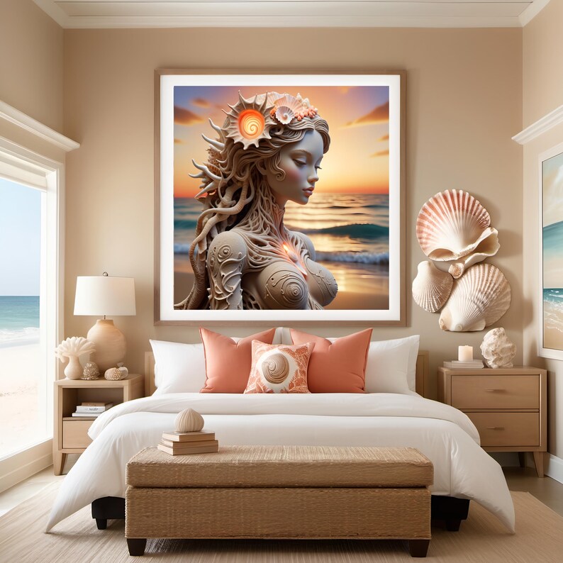 Seashell Goddess Art Print: Fantasy Ocean Sunset (digital Download) - Etsy
