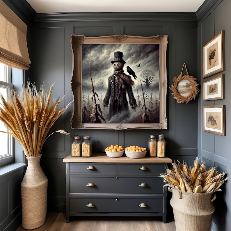 Victorian Gothic Scarecrow Digital Art: Rustic Autumn Decor (digital ...
