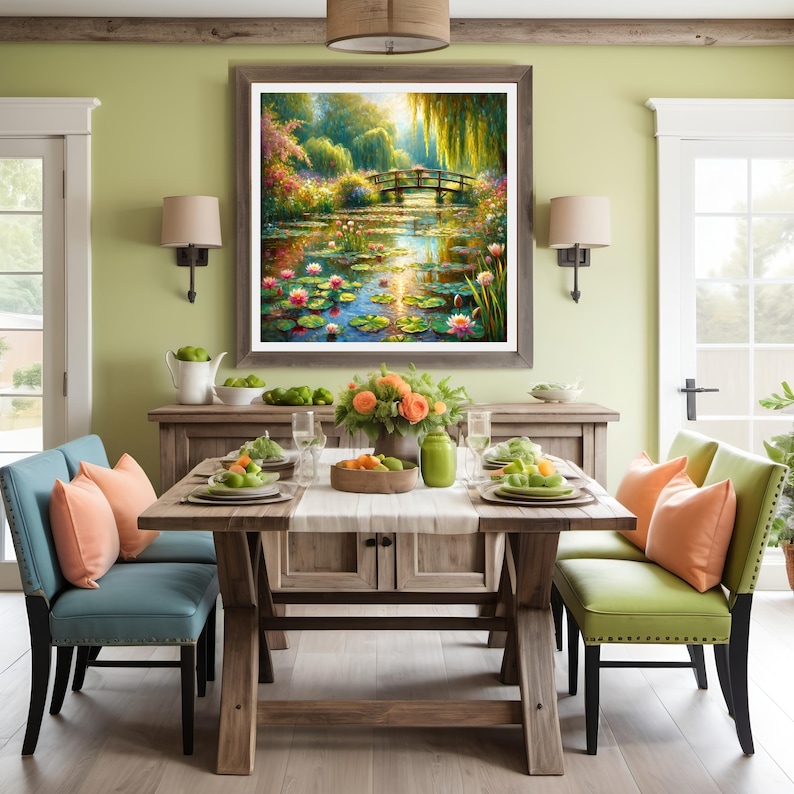 Water Lily Pond Print: Monet Style Garden Landscape (digital Download ...