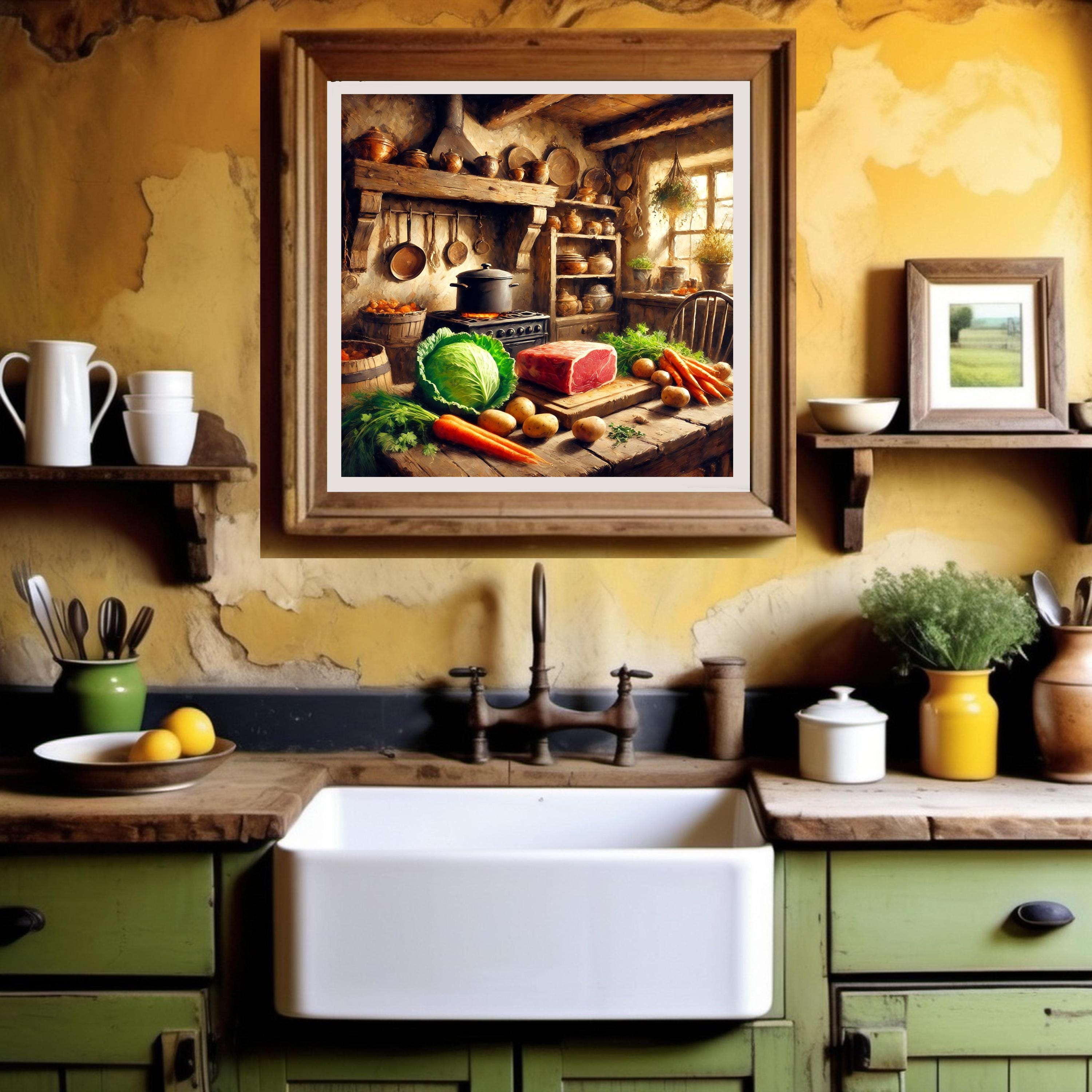 Vintage Irish Kitchen Print: Rustic Farmhouse Cooking Scene (digital ...