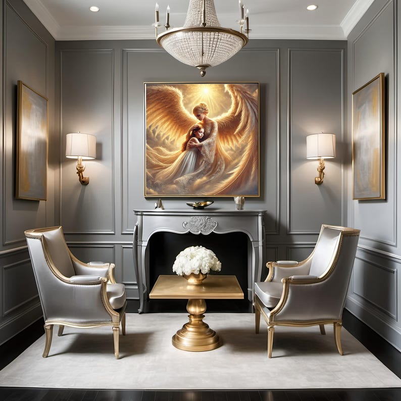 Guardian Angel Embrace Print: Celestial Mother & Child (digital ...