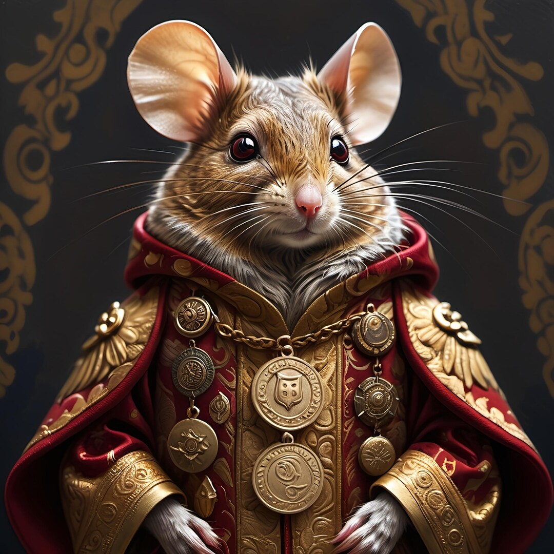 Regal Mouse Digital Print Cloak and Gold Medallions Wall Art Fantasy ...