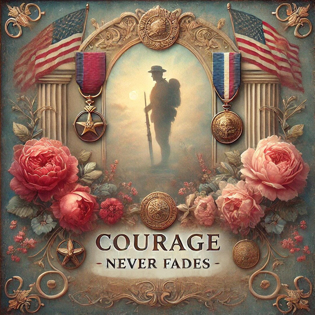 Courage Never Fades Veterans Day Print: Patriotic Soldier Wall Art ...