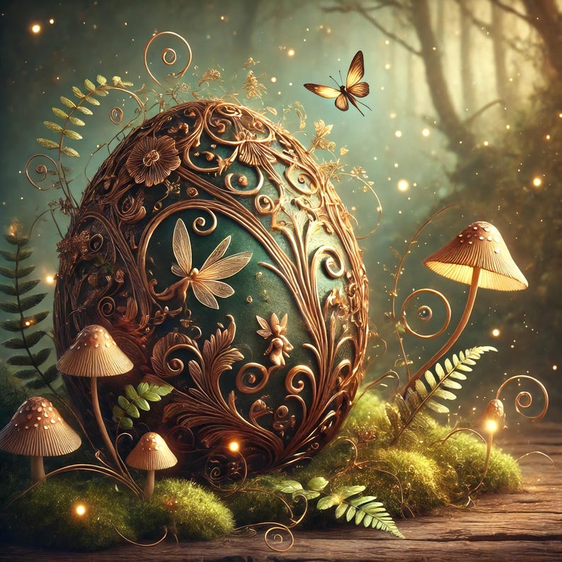 Enchanted Forest Easter Egg Digital Art Fairy Tale Egg With Mushrooms ...