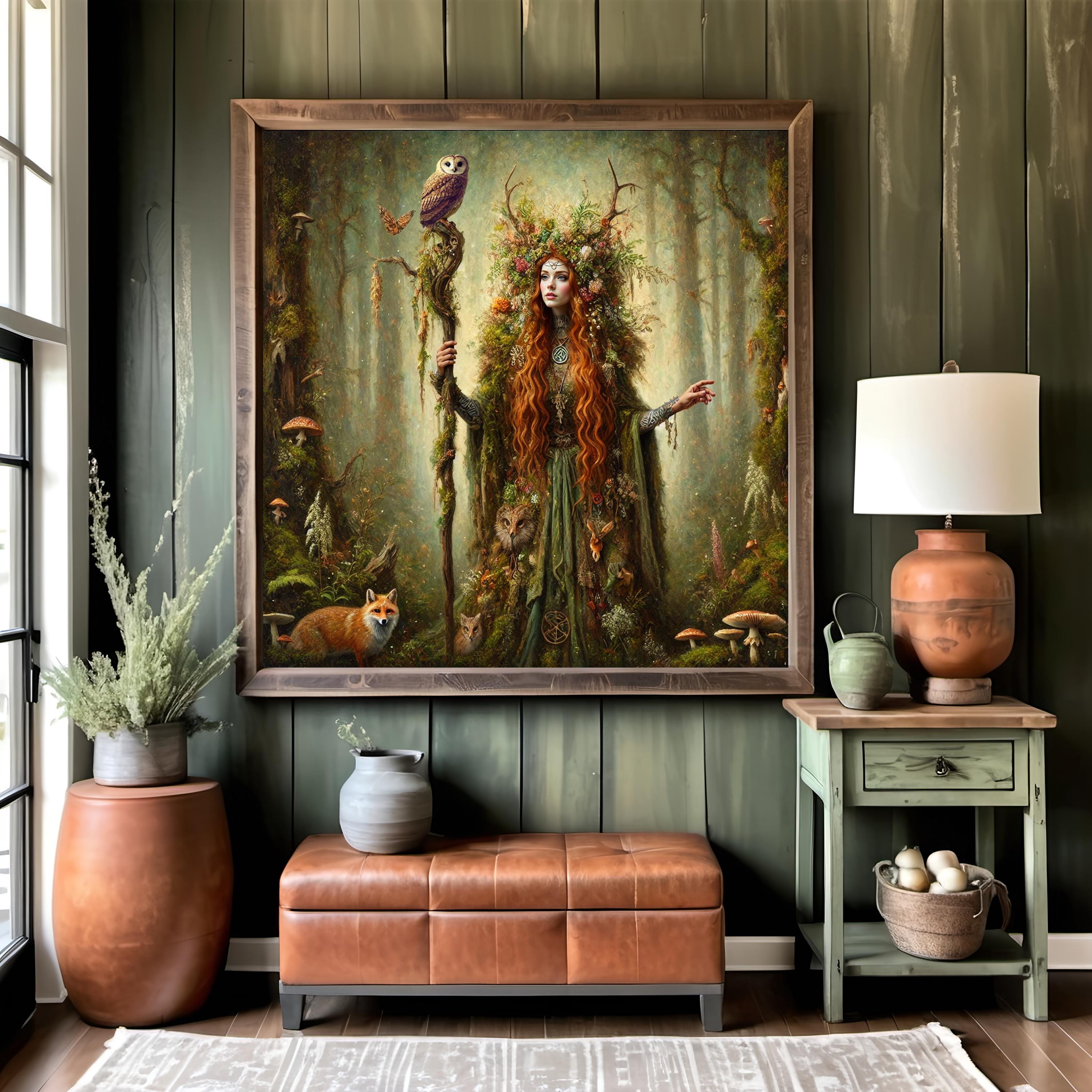 Forest Witch Digital Art Print: Tattooed Enchantress With Owl - Etsy