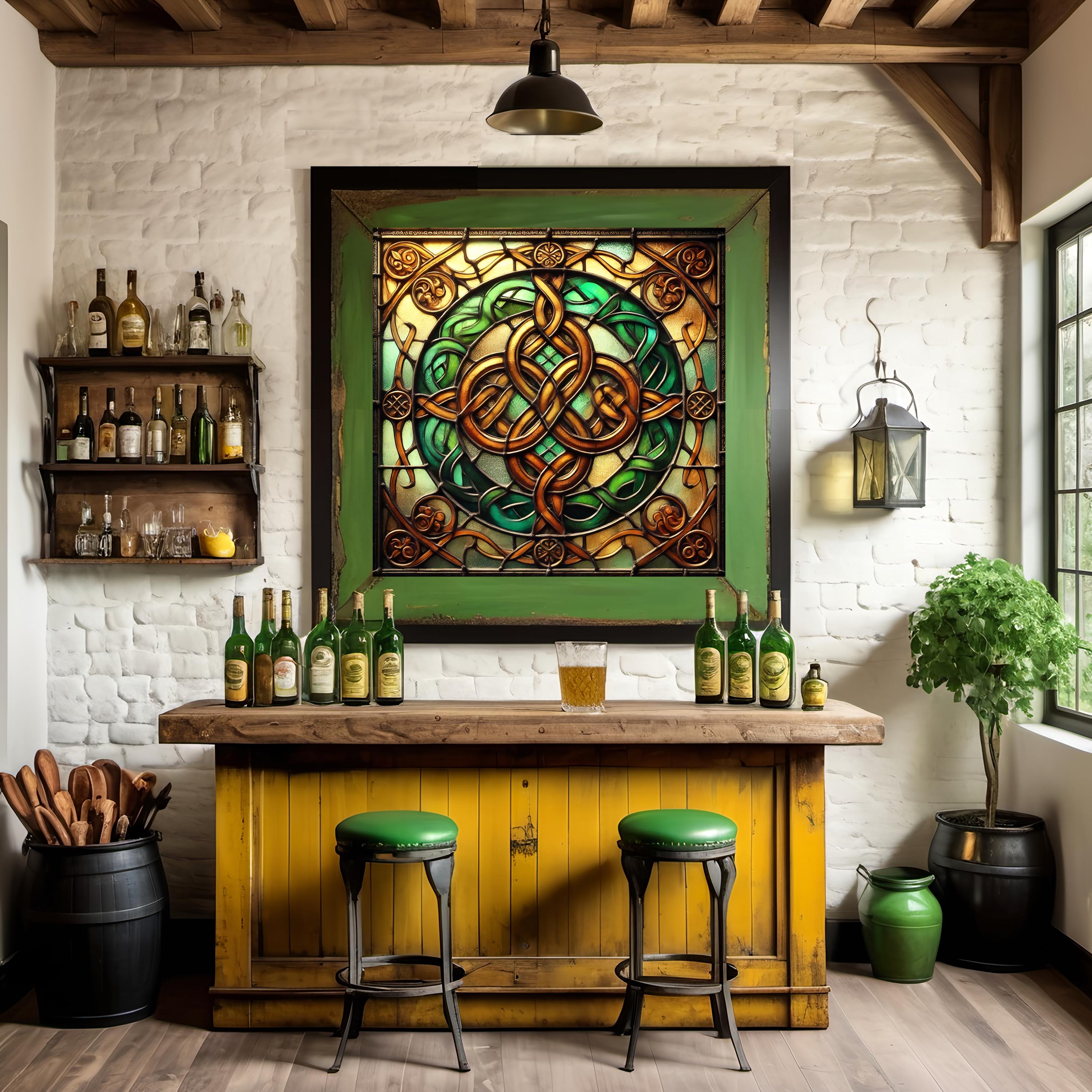 Stained Glass Celtic Knot Wall Art Vintage Celtic Window Design Digital ...