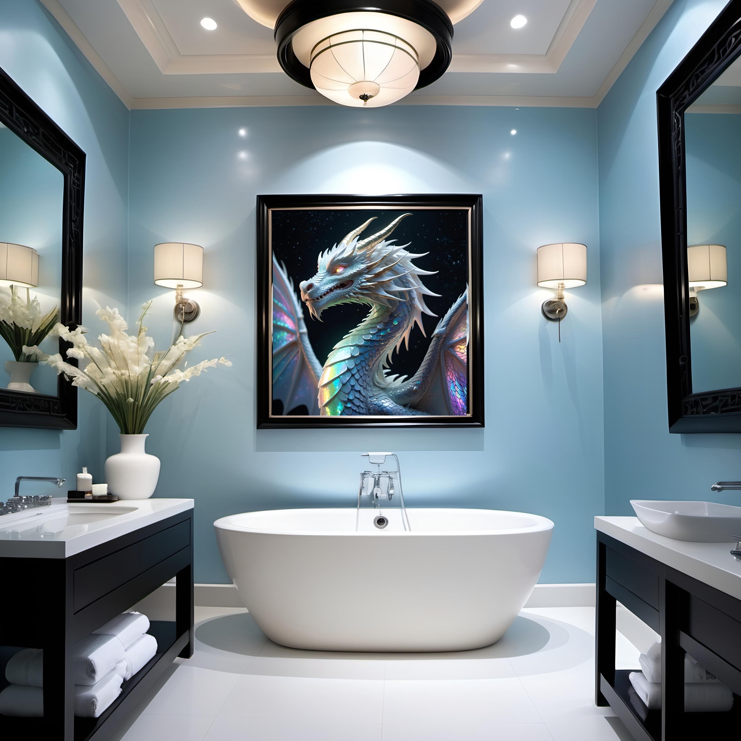 Opalescent Lunar Dragon Art Print: Fantasy Home Decor (digital Download ...