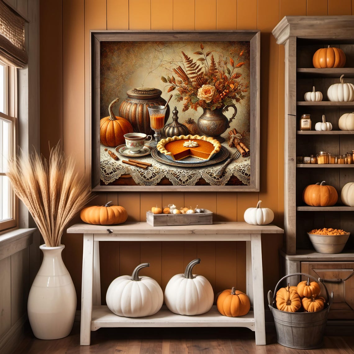Victorian Pumpkin Pie Print: Vintage Fall Kitchen Decor (digital ...