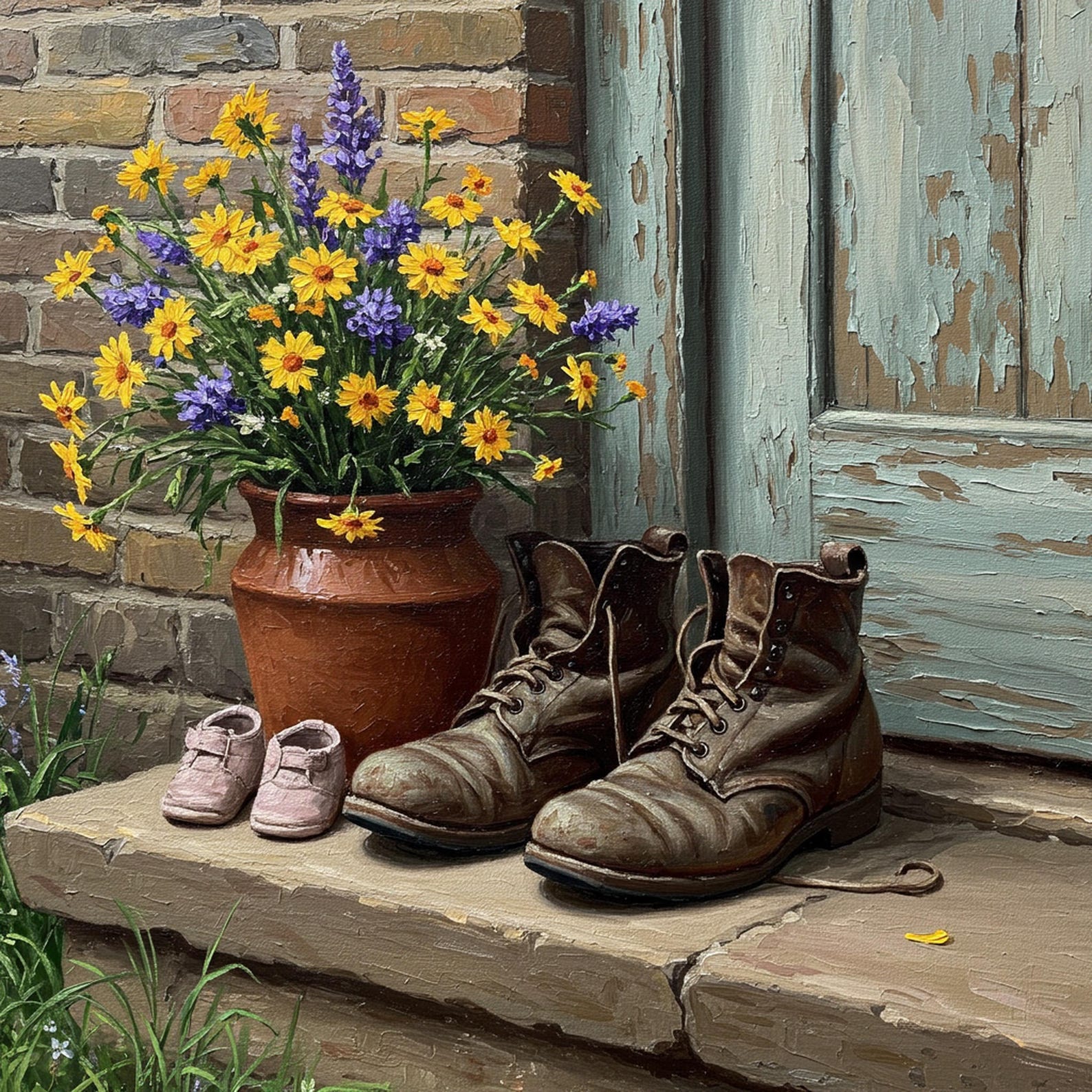 Father's Day Still Life Art Print: Boots & Baby Shoes (digital Download ...