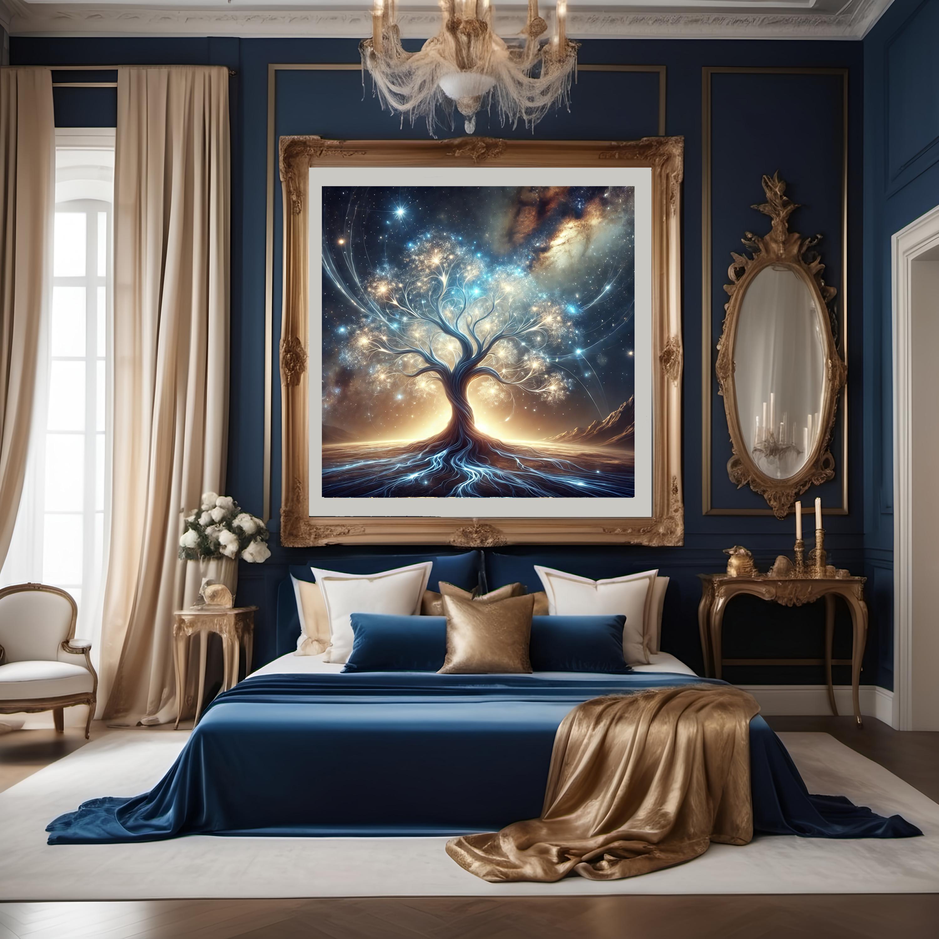 Celestial Tree of Light Digital Print Mystical Cosmic Tree Wall Art ...