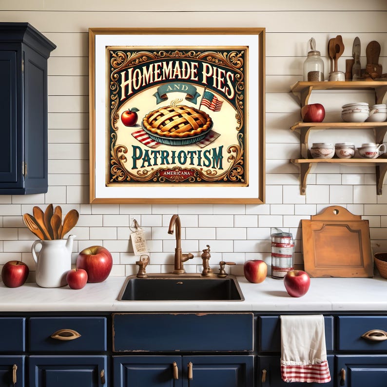 Vintage Apple Pie Sign: Americana Kitchen Decor (digital Download ...