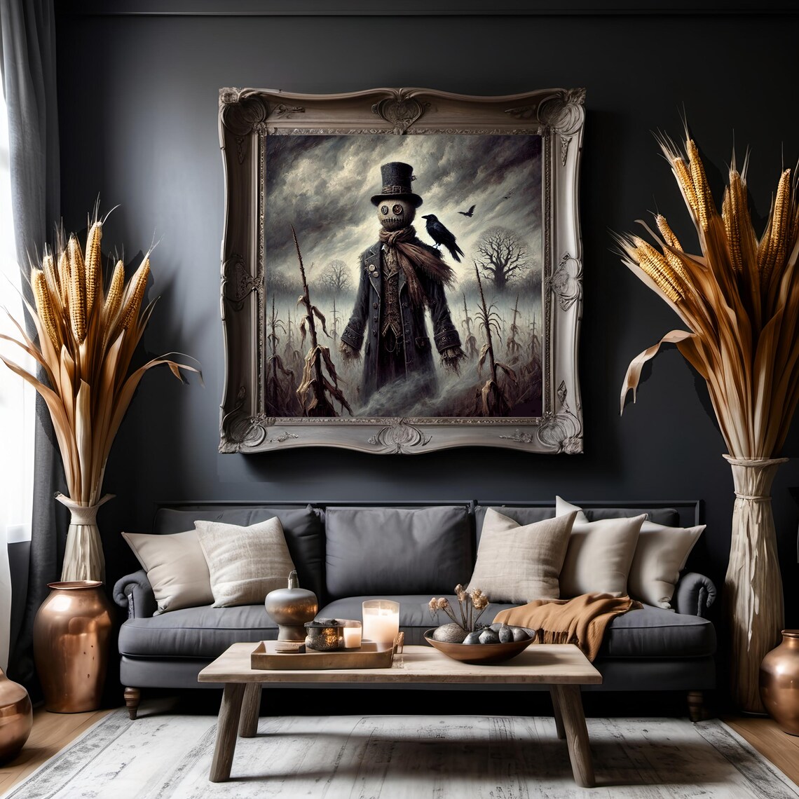 Victorian Gothic Scarecrow Digital Art: Rustic Autumn Decor (digital ...