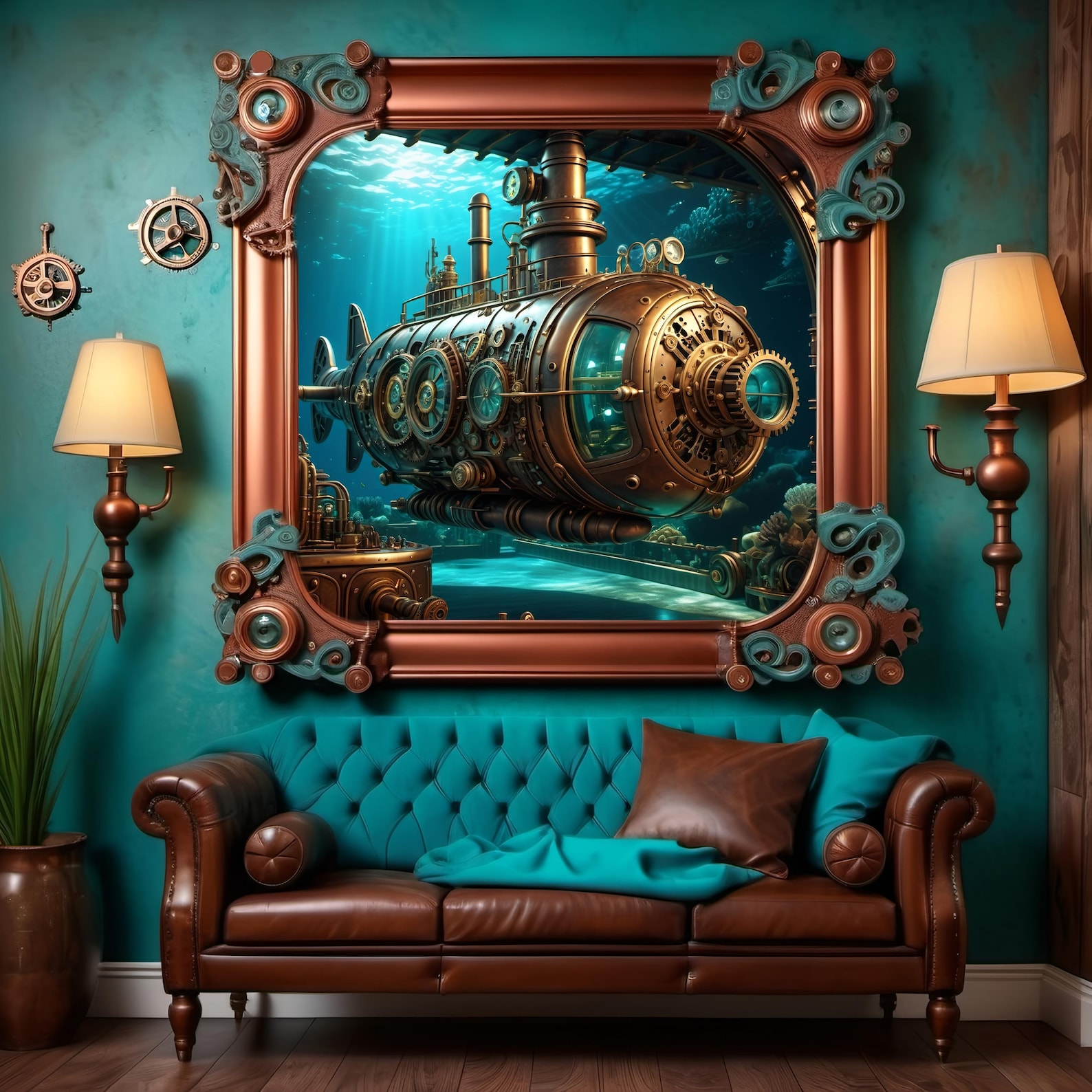Steampunk Submarine Wall Art Vintage Nautical Digital Print Underwater ...