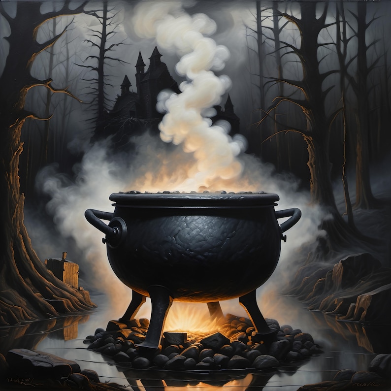 Dark Magic Cauldron Art Print: Gothic Halloween Decor (digital Download ...