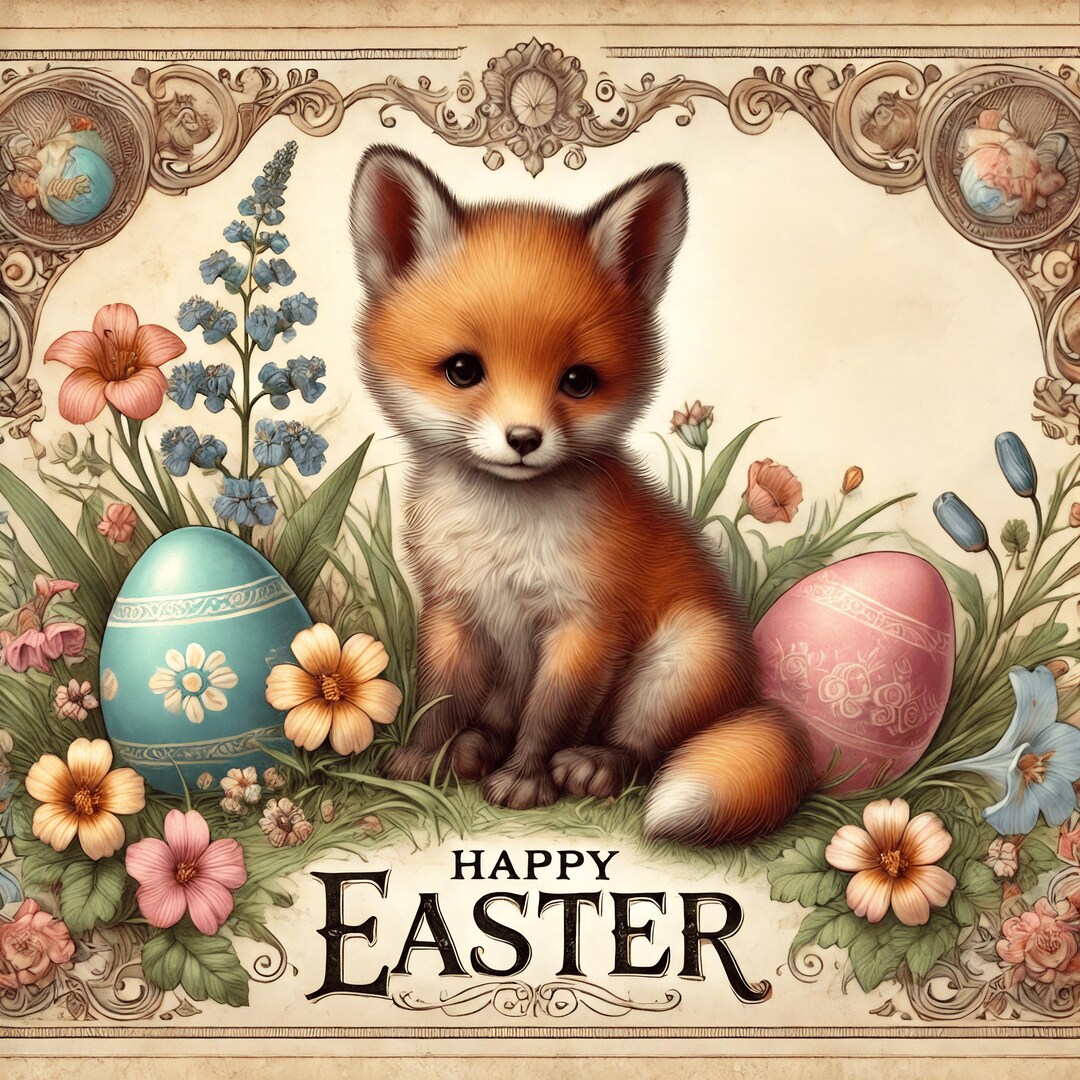 Vintage Easter Fox Art: Victorian Spring Printable (digital Download ...