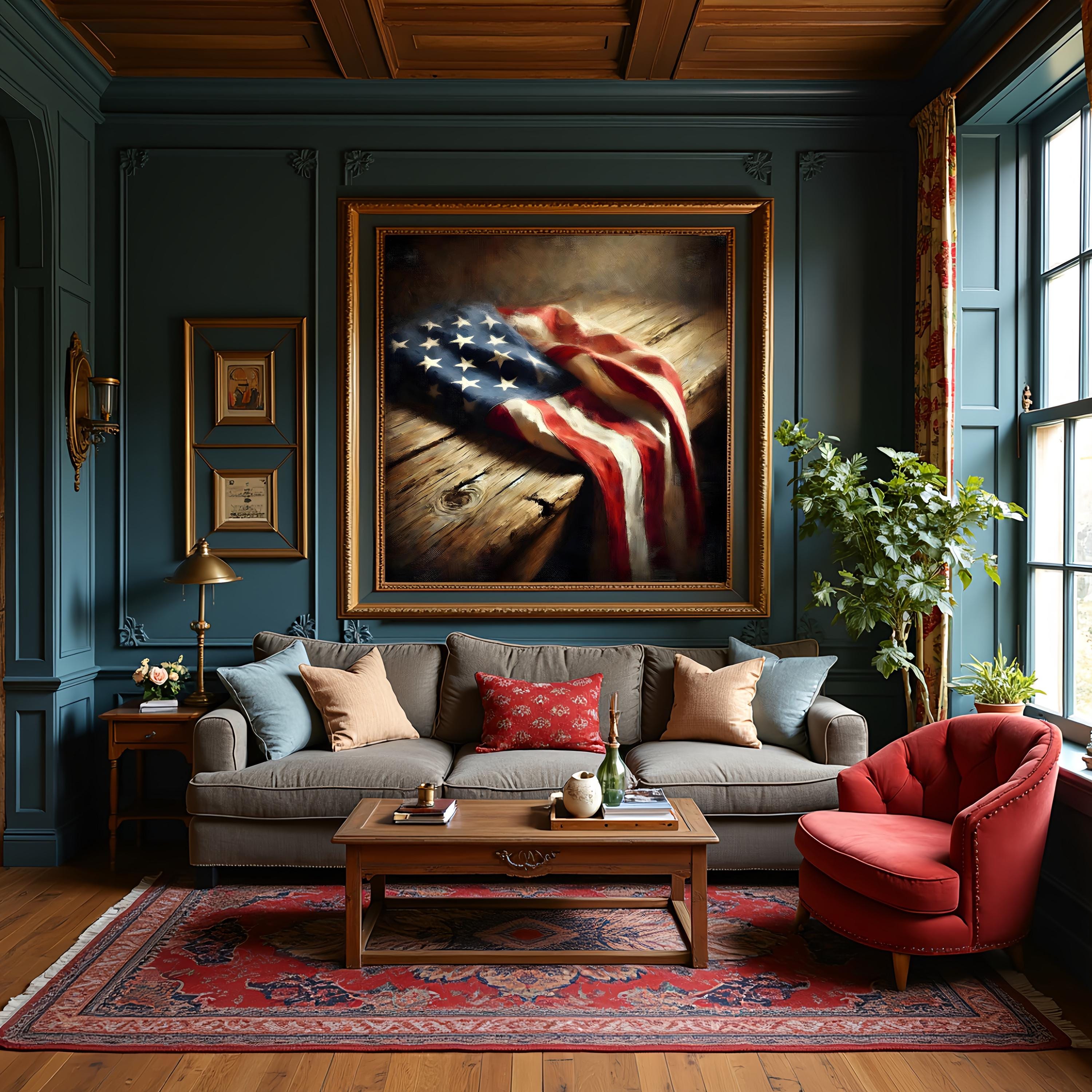 Rustic American Flag Print: Vintage Patriotic Wall Art (digital ...