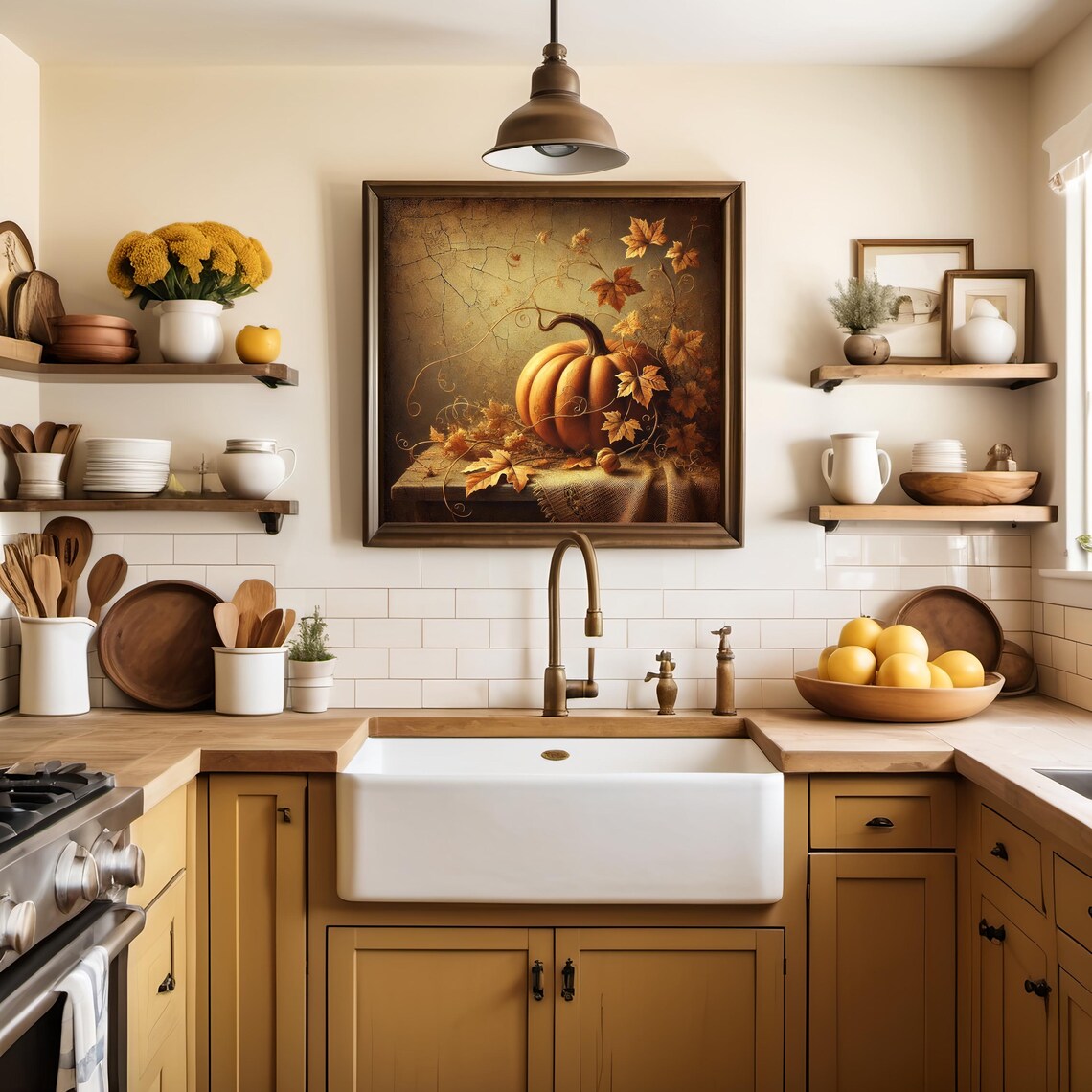 Victorian Pumpkin Still Life Art: Rustic Autumn Decor (digital Print ...