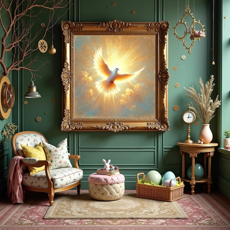 Peace Dove Radiant Light Oil Painting Style Digital Art (digital ...
